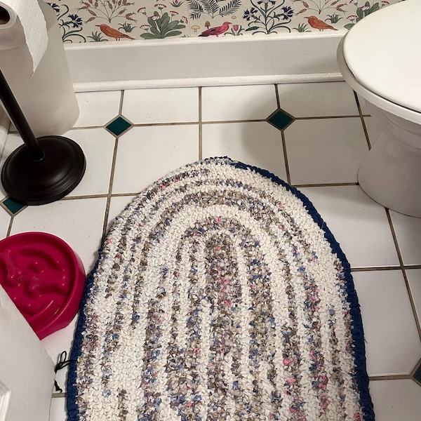 Handmade - Crochet - Cotton Rag Rug /multi Colors W/blues, Pastel ...