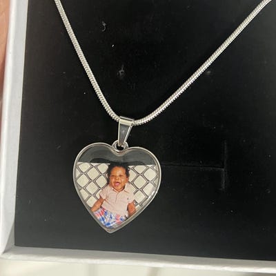 Personalized Photo Picture Heart Necklace Engraved, Custom Photo Heart ...