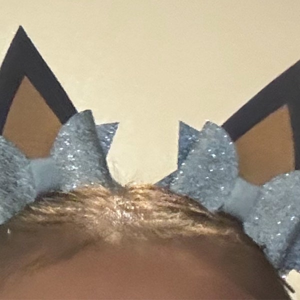 Blue Ear Hair Clips Hair Clip Ears Blue Dog Ears Chunky Glitter Bow ...