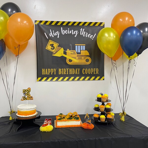 Construction Birthday Banner, Construction Backdrop, Custom Vinyl ...