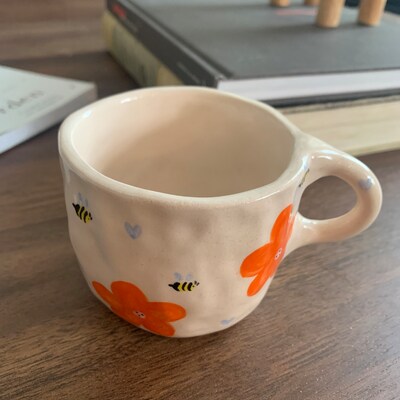 Tulip Garden Heart Shaped Mug - Etsy UK