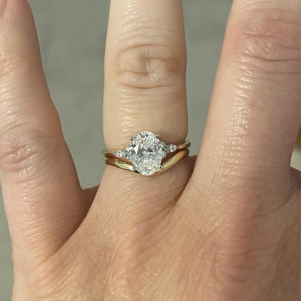 14k Curved Engagement Band | Real Gold Wedding Band | 1.6MM Curved ...