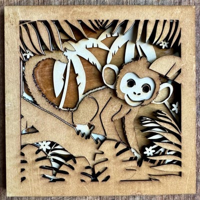 Multilayer Cute Monkey Laser Artwork SVG Mandela 3D Layered Vector ...