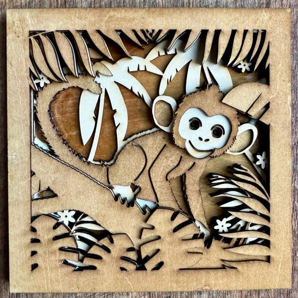 Multilayer Cute Monkey Laser Artwork SVG Mandela - 3D Layered Vector ...