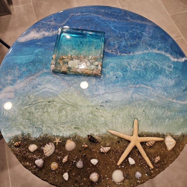 Epoxy Seashell Accent Table - Etsy