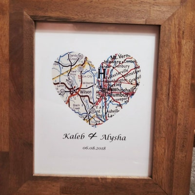 CUSTOM Half and Half Heart Map Art Print. Print Only NO Frame. You ...