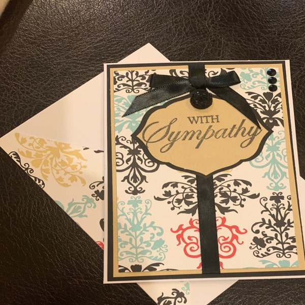 Black Embossed Sympathy Card, Sympathy Card, Handmade Sympathy Card ...