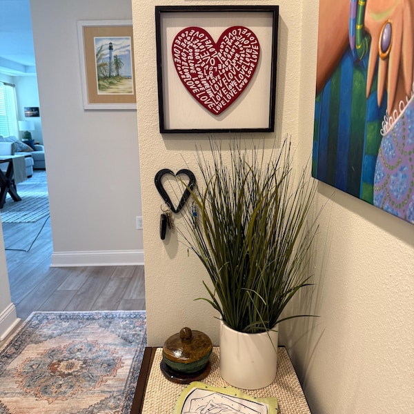 Heart Wall Key Hanger, Hand Forged Horseshoe Heart, Key Holder ...