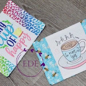 Coffee Heart COMPLETELY in the Hoop Mug Rug Design 5x7 & 6x10 ...