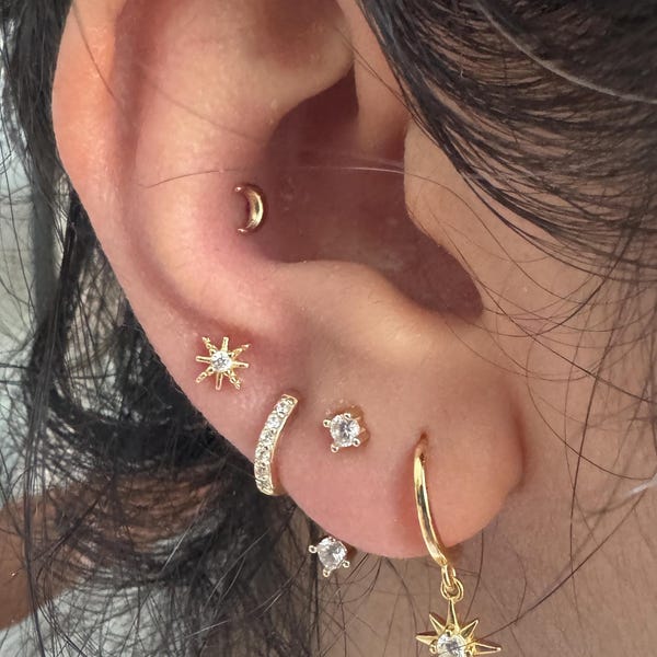 Front Back Earring Set • Ear Jacket • Dainty Ear Jacket • Gold Earrings ...