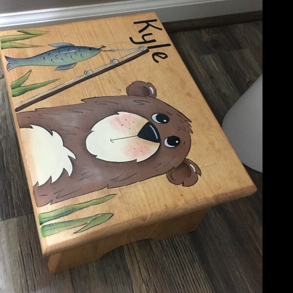 Kids Step Stool, Bear Step Stool, Wildlife Step Stool, Kids Foot Stool ...