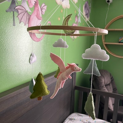 Red Dragon Mobile for Baby Nursery Fantasy Nursery Felt Dragon - Etsy