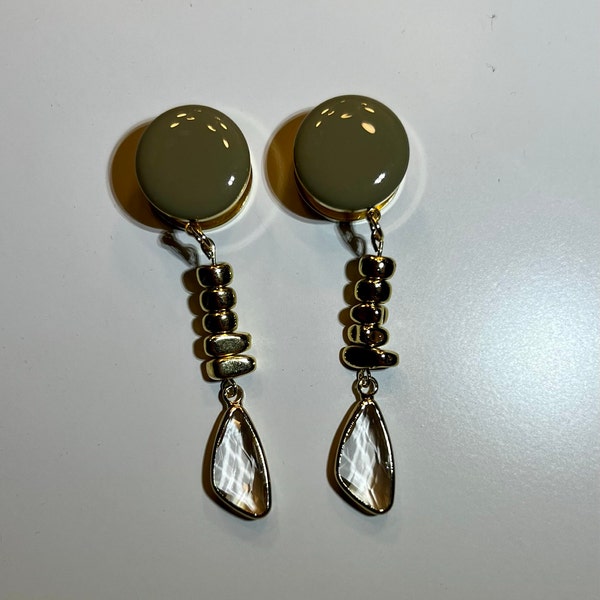 Elegant Stone Geometric Dangle Plugs /8g ,6g ,4g ,2g ,0g ,00g ,7/16, 1/ ...