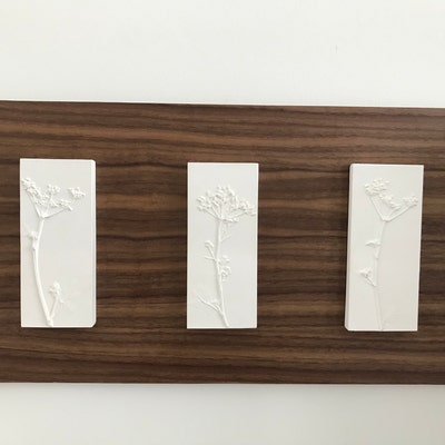 Alliums No.4, Plaster Cast Wall Plaque 20 X 20cm 8 X 8'' Botanical Art ...