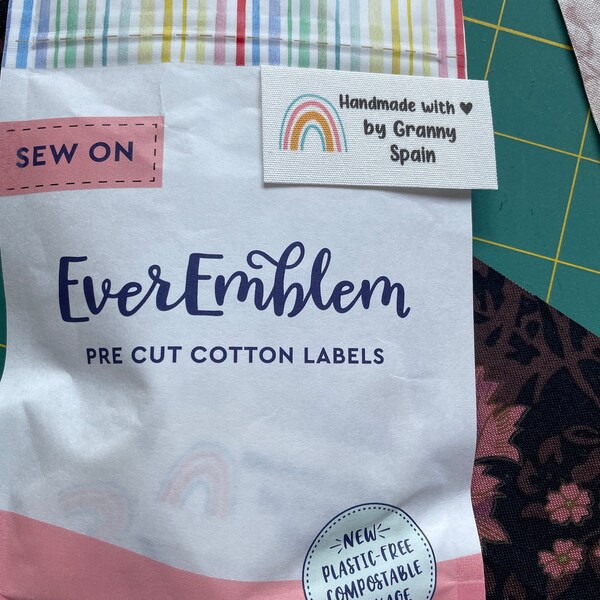 Personalized Rainbow Cotton Label Set, Medium-sized Fabric Tags, Sew or ...