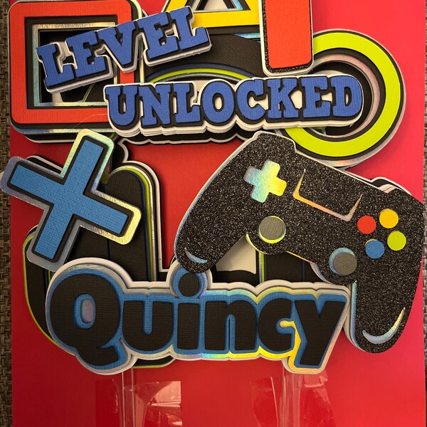 Gamer Cake Topper, Level up Party,video Game Birthday - Etsy