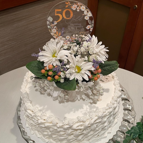 Golden Anniversary Cake Topper 50th Anniversary Cake Topper Round ...