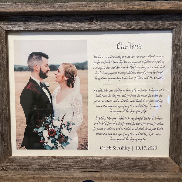 Framed Wedding Vows, Custom Framed Wedding Vows With Photo Print ...