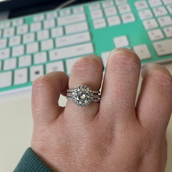 6.80 MM Round Moissanite Diamond Criss Cross Ring, Diamond X Ring ...