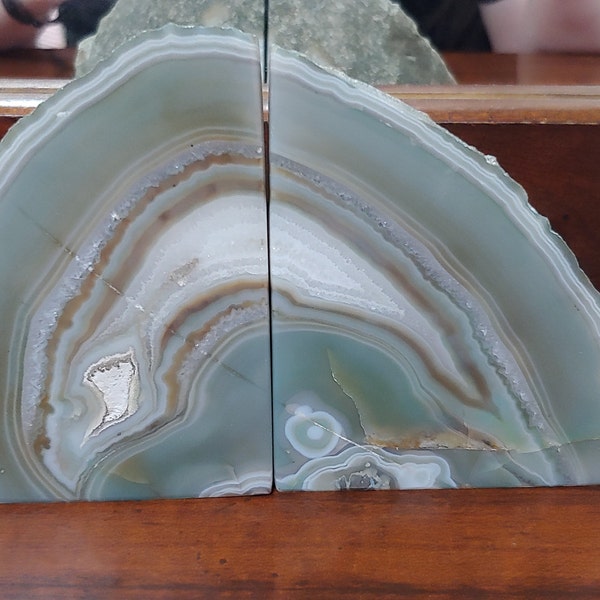 Agate Book Ends Green Agate Bookend Pair 1 to 3 Lb Geode Bookend Home ...