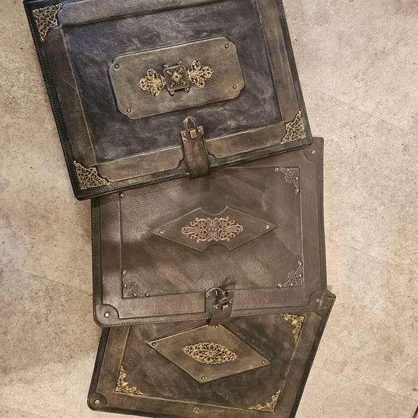 A4 Grimoire Journal Cover / Genuine Leather Folder A4 / Moon Magic ...