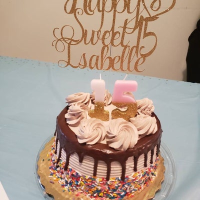 Any Name, Happy Sweet 15 Cake Topper, Happy Sweet Fifteen Cake Topper ...