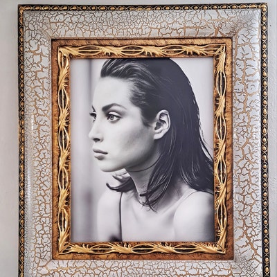 Colonial Style Ornate Wood Frame, Vintage Frame, Distressed White, Old ...