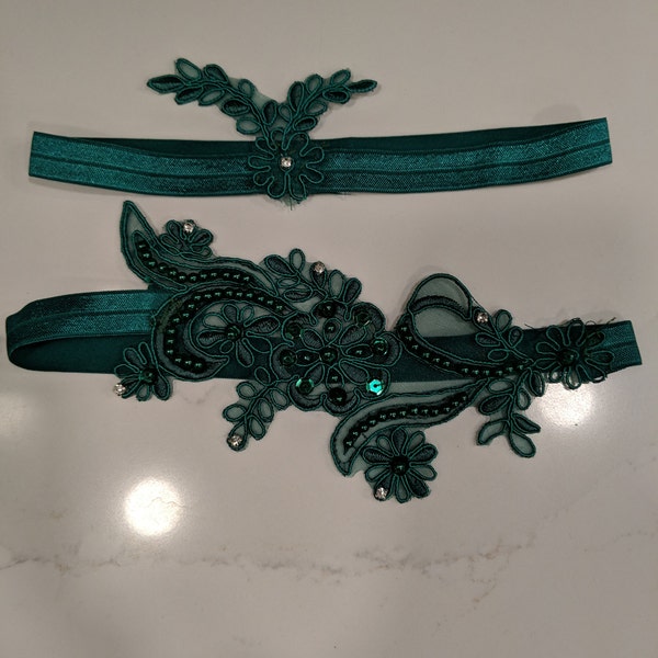 Hunter Lace Garter,greenwedding Garter ,hunter Green Wedding,green ...