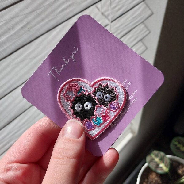 2" Dust Soot Heart Patch | Embroidered Patches - Etsy