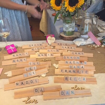10 Personalised Wooden Scrabble Racks and Choice of Scrabble Letter ...