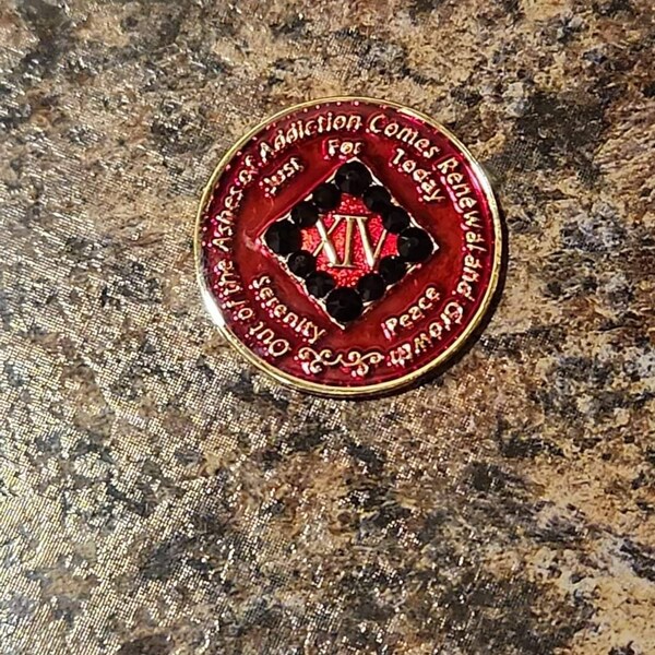 NA Red Medallion W/ AB Crystal Bling (yrs 1-45) Recovery Narcotics ...