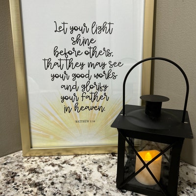 Matthew 5 16 PRINTABLE Let Your Light Shine Print Bible Verse Wall Art ...