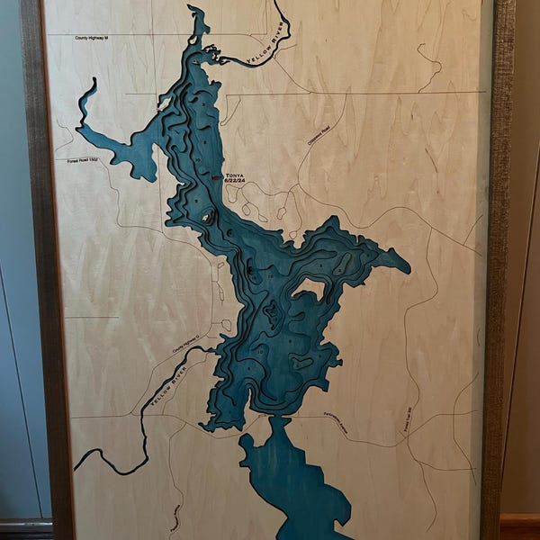 Lake Hartwell, Custom Wood Map, Lake House Decor, Lake Map, Wood Lake ...