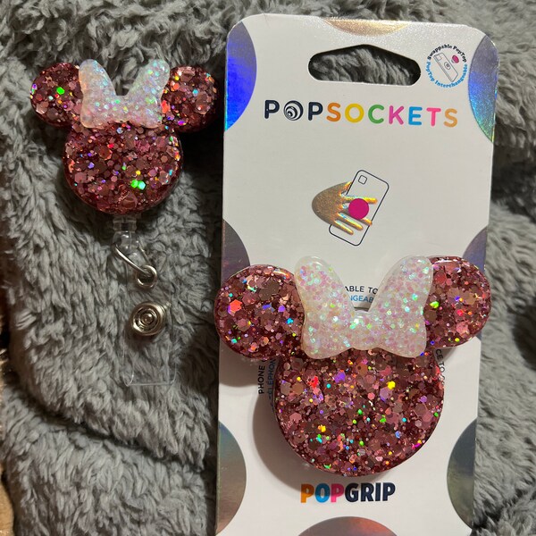 Rose Gold Confetti Minnie Popsocket | Phone Holder | Phone Grip ...