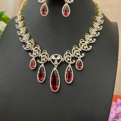 Jadau Necklace Red Green Jadau Kundan Gold Finish/mango Mala Haram 28 Inches /mint Green Beads ...