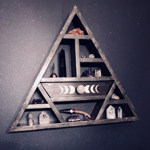 Triangle Altar Shelf With Moon Phase Pull Out Drawer - Sacred Geometry ...