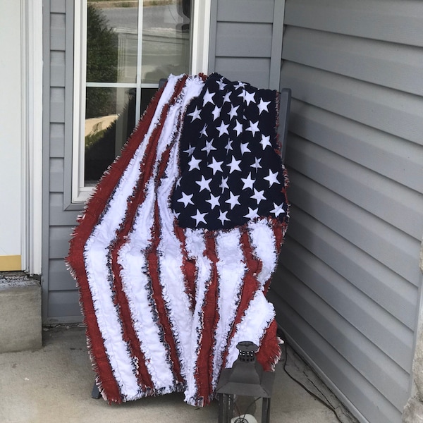 Pattern American Flag Rag Quilt - Etsy