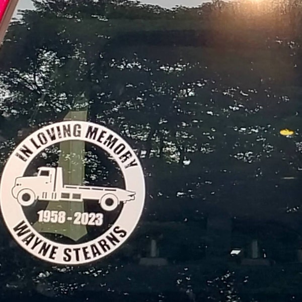 In Memory Flat Bed Tow Truck Vinyl Decal Sticker - Personalize With ...