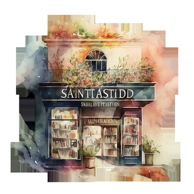 Spring Bookstore Clipart, Book Shop Clip Art, Png. Digital Watercolor ...