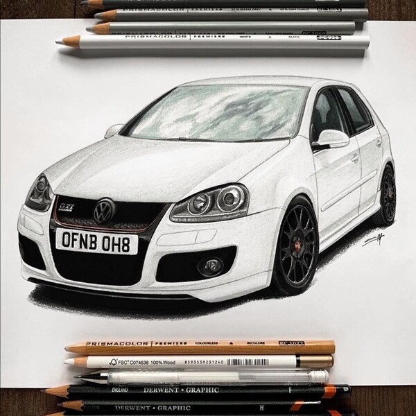 Car Drawing Commission Custom Sketch, Custom Car Artwork Drawing From ...