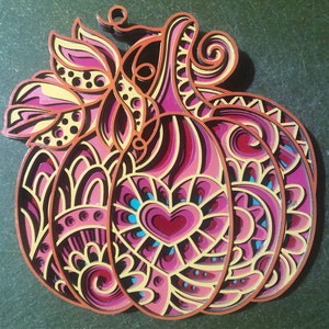 Magic Pumpkin Heart Decor 3D Mandala SVG Files, Svg Papercut for ...