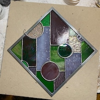 Hexagon Landscape Stained Glass Pattern, Modern Stained Glass Design ...