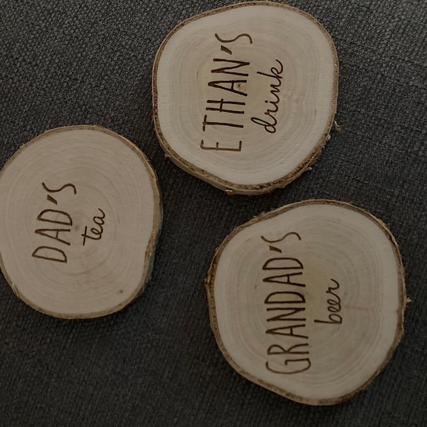 Personalised Rustic Name Coaster - Father's Day Gift - Gift for Him ...