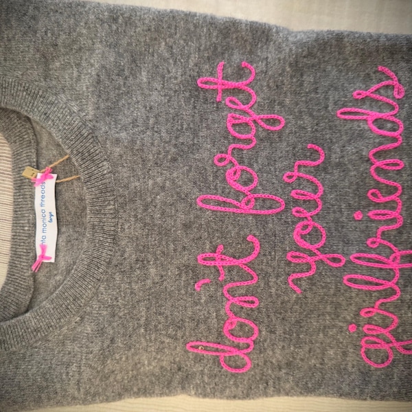 I Can't I've Got Mahj Embroidered CASHMERE Sweater, Mahjong Player ...