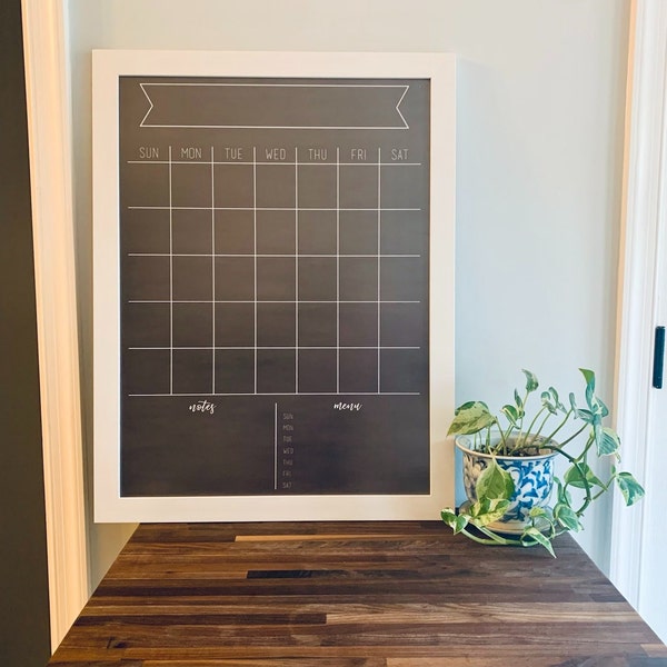 Minimalist Dry Erase Chalkboard Calendar W/ Customized Bottom Boxes - Etsy