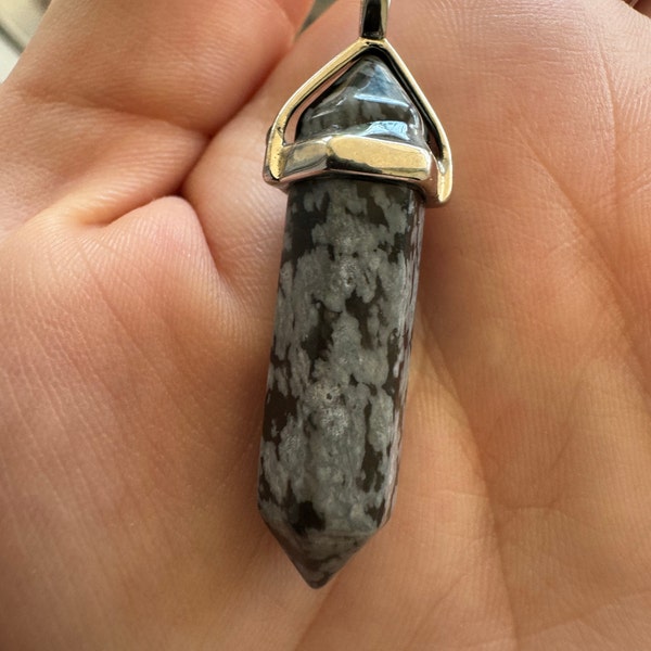 Snowflake Obsidian Necklace Snowflake Obsidian Pendant Healing Crystal ...