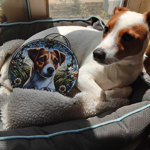 Jack Russell Sign, Metal Dog Plaque, Wreath Signs, Faux Stained Glass ...