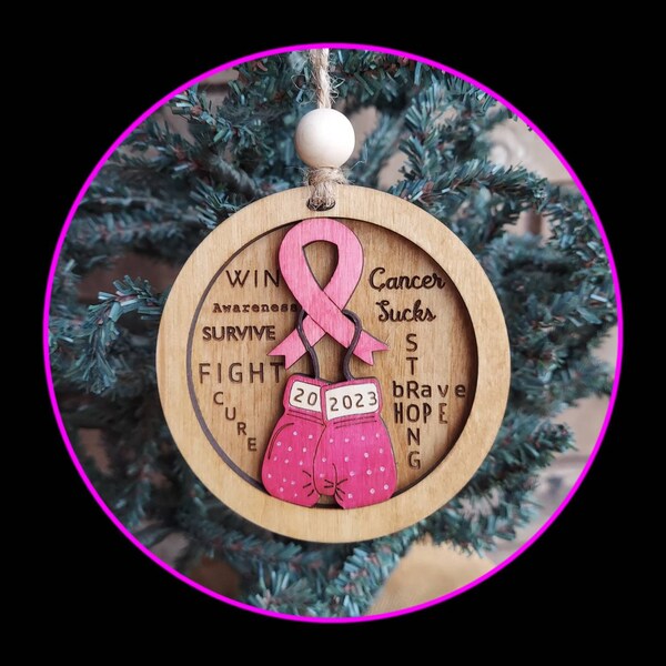 Breast Cancer Ornament SVG File | Awareness Christmas Design ...