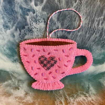 Christmas Vintage Teacup Felt Pattern Tea Party Favor Felt Teacup High ...