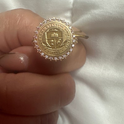 Custom Graduation Signet Ring, Senior Ring, School Class Ring, Pave ...